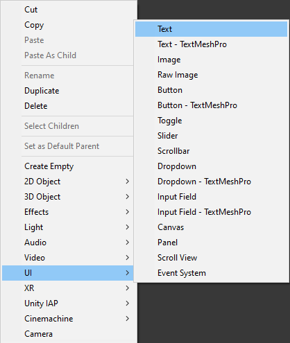 Unity crea un nuevo texto de interfaz de usuario
